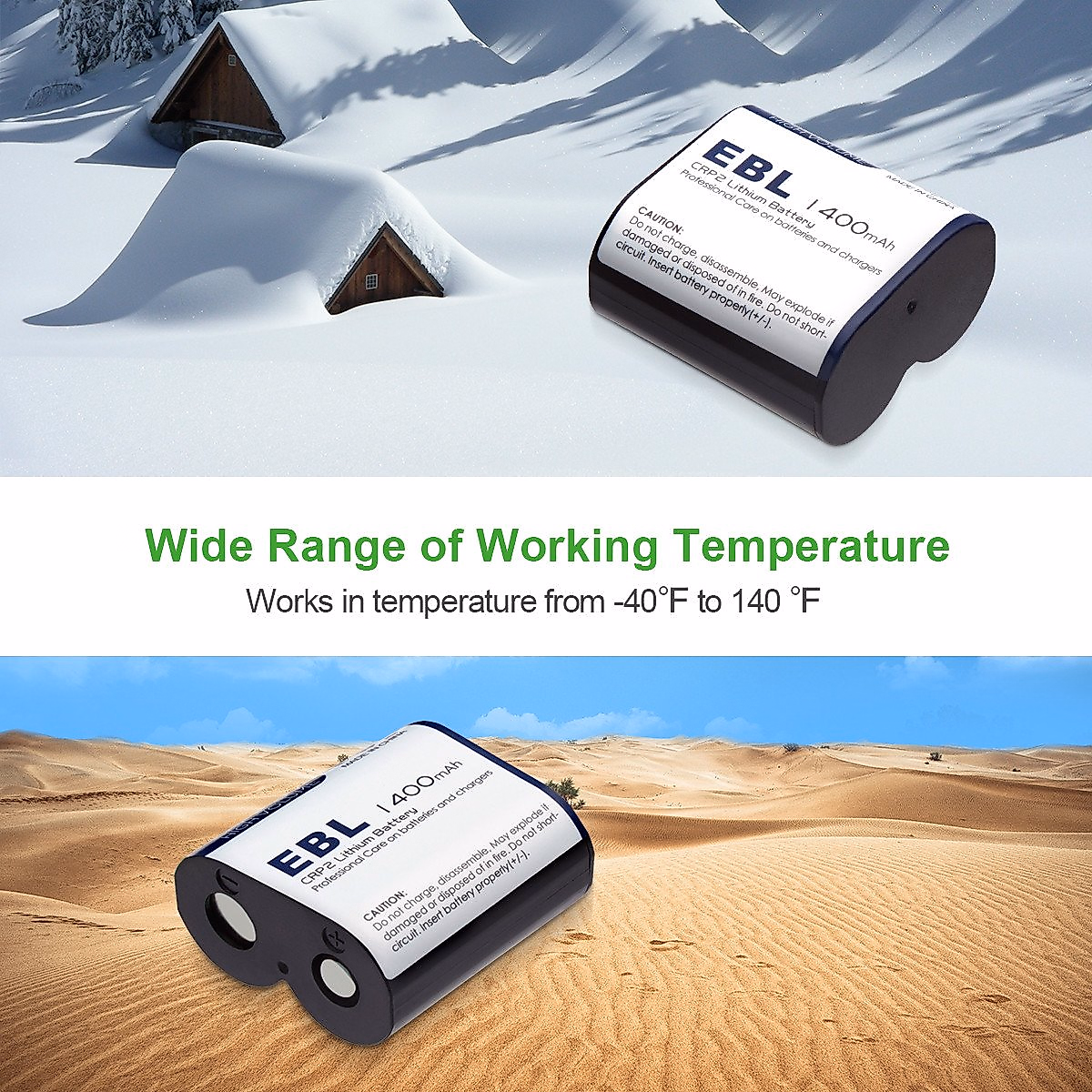 EBL CR-P2 Batteries, 6V 1400mAh Lithium Photo Battery Replaces 223A DL223A EL223AP