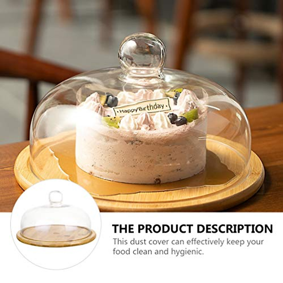 HEMOTON Cake Serving Plate with Dome Wood Dessert Stand Tray Pastry ...