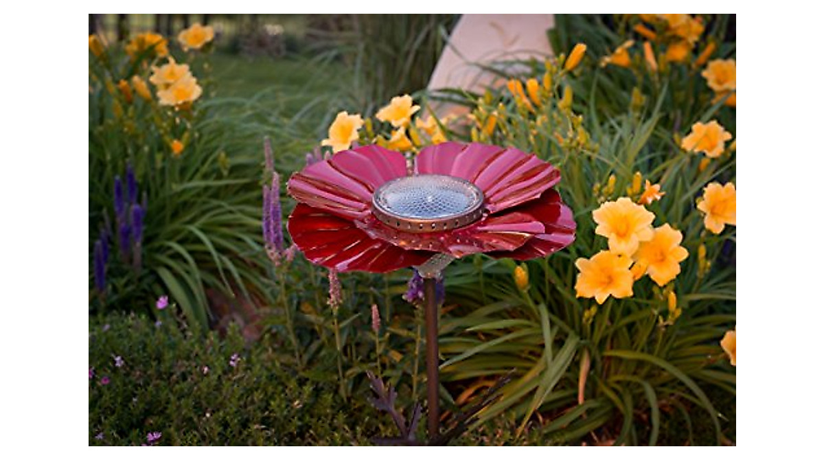 Desert Steel Flower Solar Light - (Red Poppy - 18" H x 11.5" W) - 20 ...
