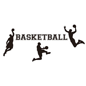 Art Teens Boys Room Basketball Decor Sticker Sports Basketball Player Vinyl Wall Decal Removable Kids Room Wall Murals YO-29 (Black, 17x36 inch)