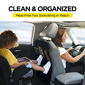 lebogner Back Seat Cover For Kids + 3 Pocket Storage Organizer, 2 Pack X-Large Waterproof Kick Mats Backseat Protector, Car Seat Back Protectors For Vehicles To Protect From Dirt, Mud & Scratches