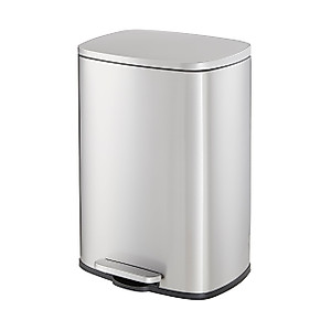 Casa Andrea Milano 13-Gallon Soft-Close, Smudge Resistant Trash Can Step-on Pedal, Soft Closure, Large and Space-Saving