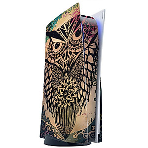 ITS A Skin Skins Compatible with Sony Playstation 5 Console Disc Edition - Protective Decal Overlay Stickers wrap Cover - Tribal Abstract Owl