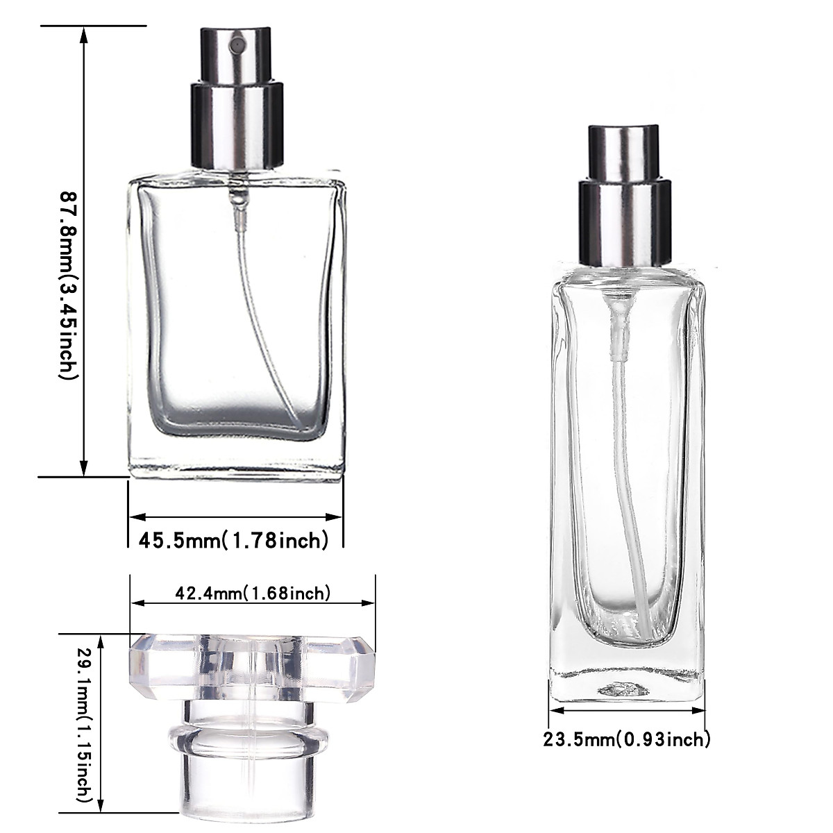 6 Pack 30ml / 1 Oz Transparent Refillable Perfume Bottle, Portable Square Empty Glass Perfume Atomizer Bottle Spray Applicator with 4 kinds of perfume dispenser(6 Pack 30ml / 1.01 oz. Transparent