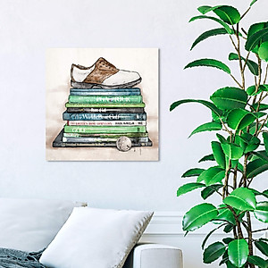 Wynwood Studio Fashion and Glam Wall Art Canvas Prints 'Golf Books' Home Décor, 20 in x 20 in, Green, Brown