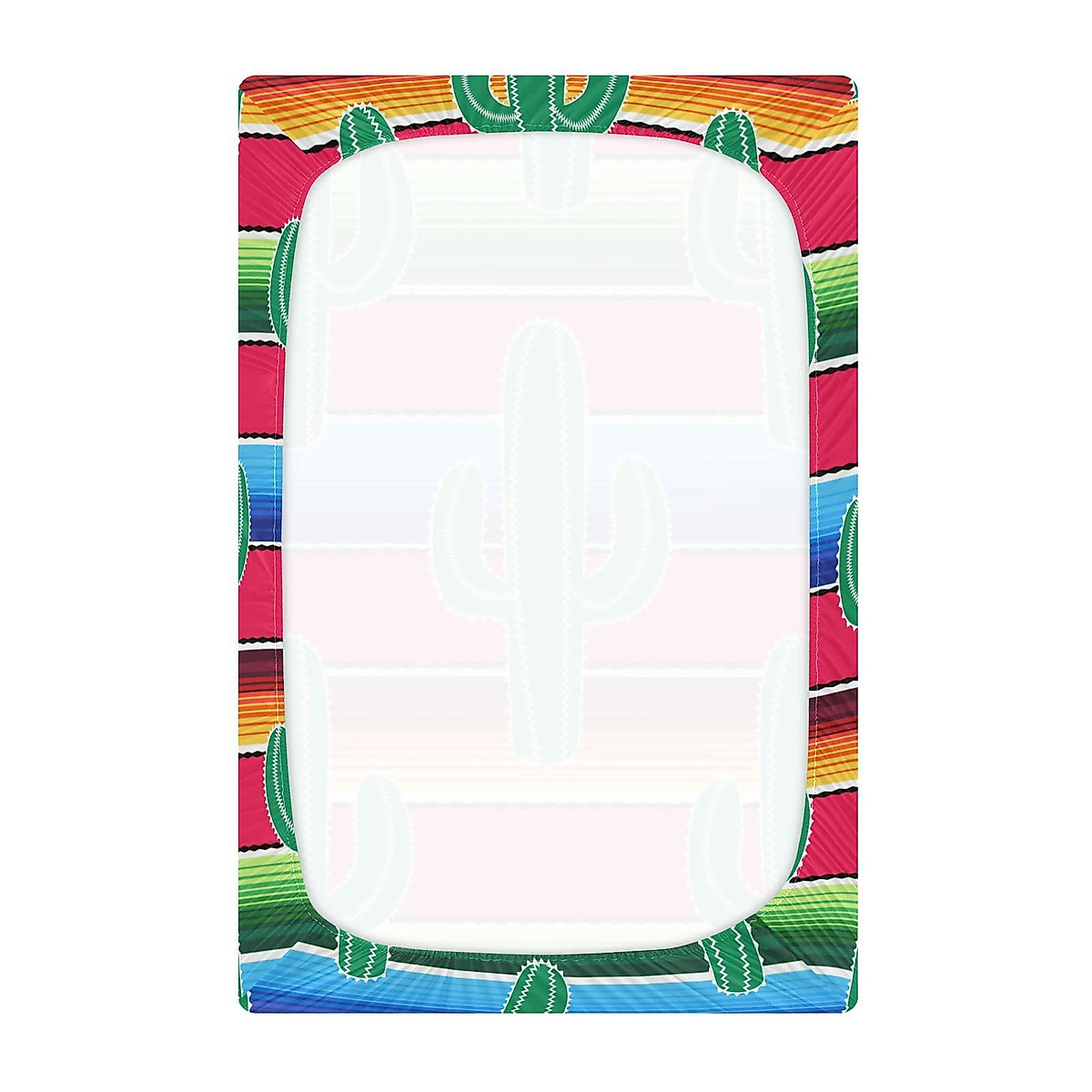 Fitted Crib Sheet for Boys Girls, Green Cacti Jersey Knit Baby Sheet for Standard Crib and Toddler Bed Mattresses, Cozy Soft Breathable, 28 x 52 in