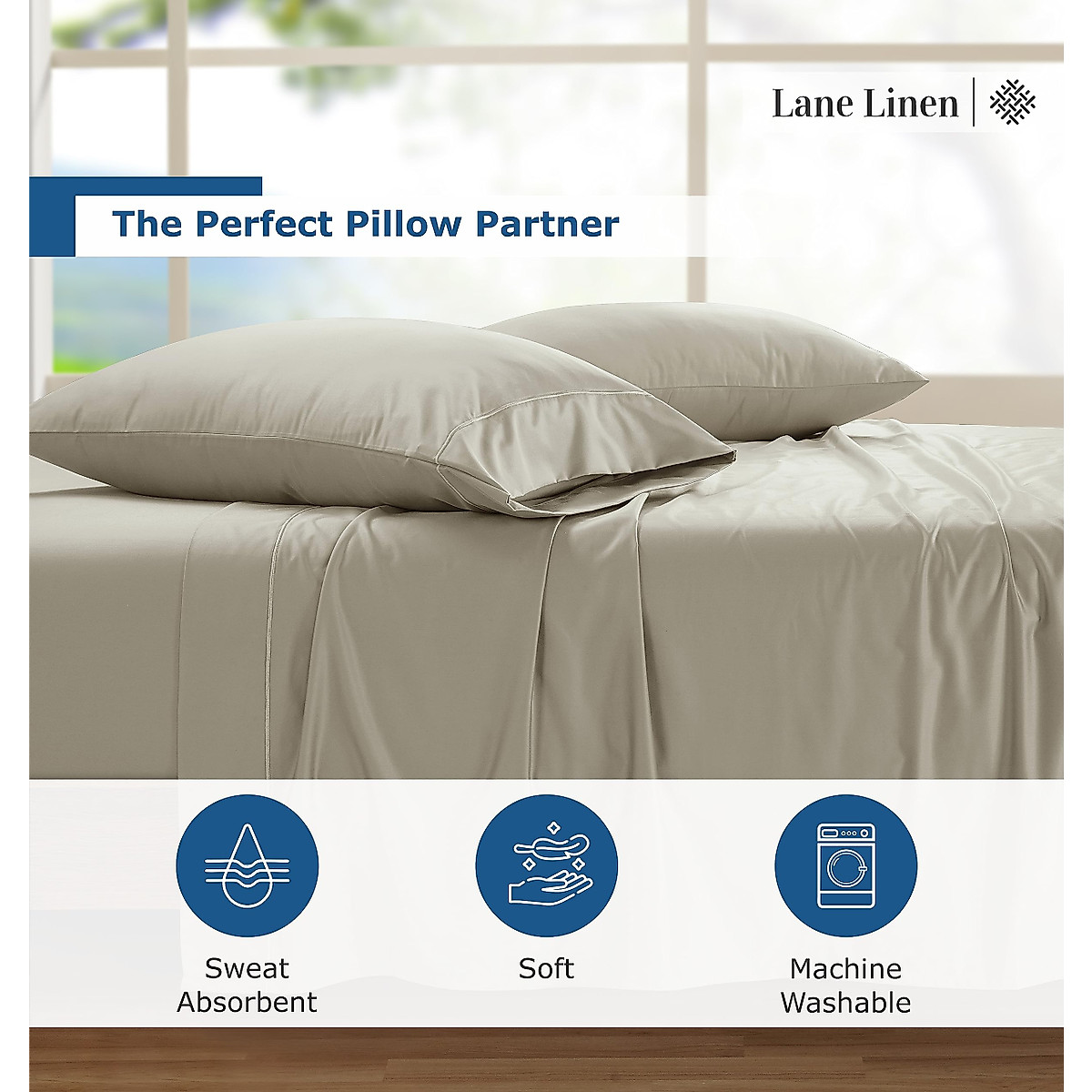 LANE LINEN 100% Egyptian Cotton Full Size Bed Sheets Set - 1500 Thread Count, 4 Pieces Set - Premium Sateen Weave Cotton Full Bed Sheets Set - 15" Deep Pocket Full Size Sheets Set - Linen