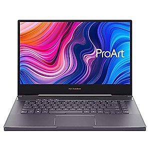 ASUS ProArt StudioBook 15 Mobile Workstation Laptop 15.6” 4K UHD NanoEdge Bezel, Intel Core i7-9750H 32GB DDR4 512G+512GB RAID 0 SSD NVIDIA GeForce RTX 2060 Win 10 Pro Star Grey H500GV-XS76 (Renewed)
