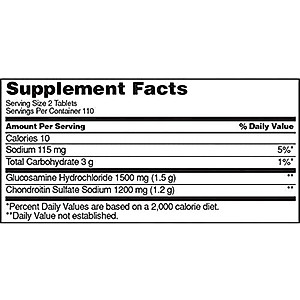 Kirkland-Signature Extra Strength Glucosamine 1500mg/Chondroitin 1200mg Sulfate - 220 Tablets, Supports Nourishing / Keeping The Joint Healthy