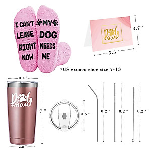 Golden Associate Dog Mom Gifts for Women, Puppy Themed Tumbler 20 oz Coffee Mug Cup and Funny Socks Set for Dog Mother Lovers Owners (Gold)