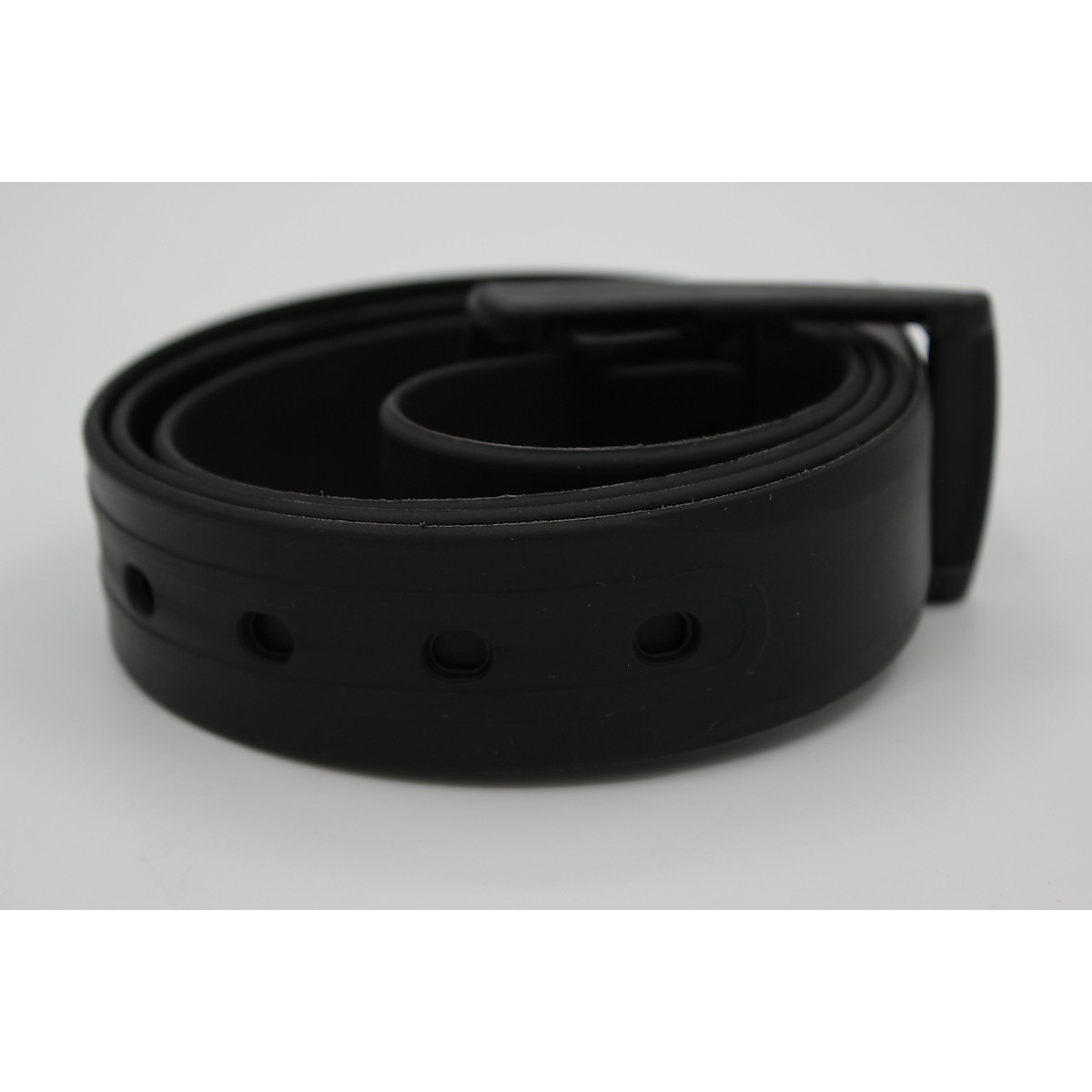 MESHIKAIER Candy Colour Unisex Adjustable Rubber Silicone Belt with Plastic Buckle (Black)