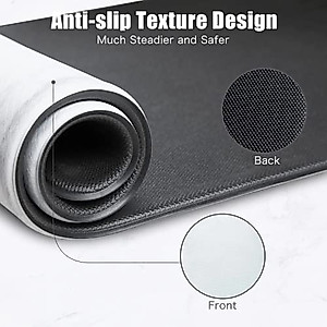 Comfort Anti Fatigue Standing Mats for Kitchen Floor, TEMASH Cushioned Floor Rugs Non Slip, 2 Pieces Set for Home, Kitchen, Office, Sink (White Marble)