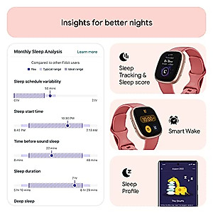 Fitbit Versa 4 Fitness Smartwatch with Daily Readiness, GPS, 24/7 Heart Rate, 40+ Exercise Modes, Sleep Tracking and more, Pink Sand/Copper Rose, One Size (S & L Bands Included)