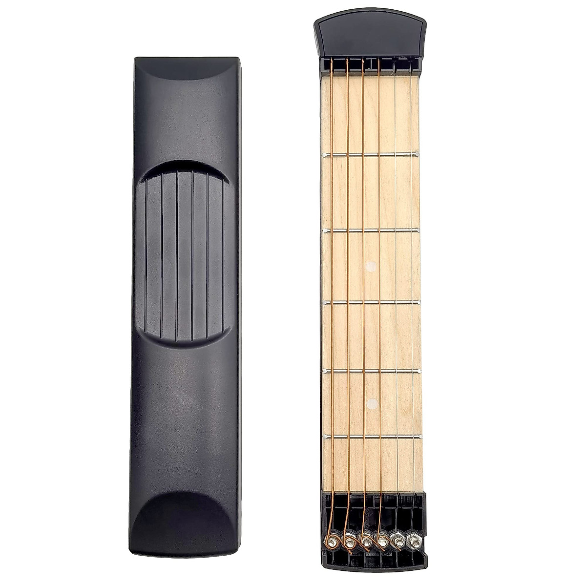 Pocket Guitar Practice Neck, 6 Frets Portable Guitar Chord Trainer Practice Tool for Beginners and Starters, Black Mini Guitar Trainer Tool Mini Pocket Guitar Trainer Guitar Beginners Trainer