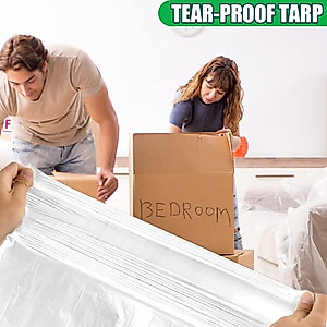 10 Pieces Plastic Drop Sheets for Painting, Plastic sheeting Waterproof Dust-Proof Clear Cloth for Furniture Cover, 9x12 Feet Tarps
