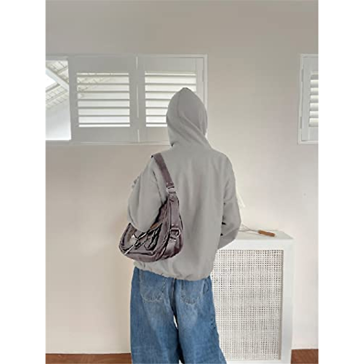 XSHYE Women Grunge Zip Up Hoodies Gothic Punk Long Sleeve Printed Hooded Jackets Y2k 90s Streetwear Oversized Sweatshirts(Star Gray,X-Large)