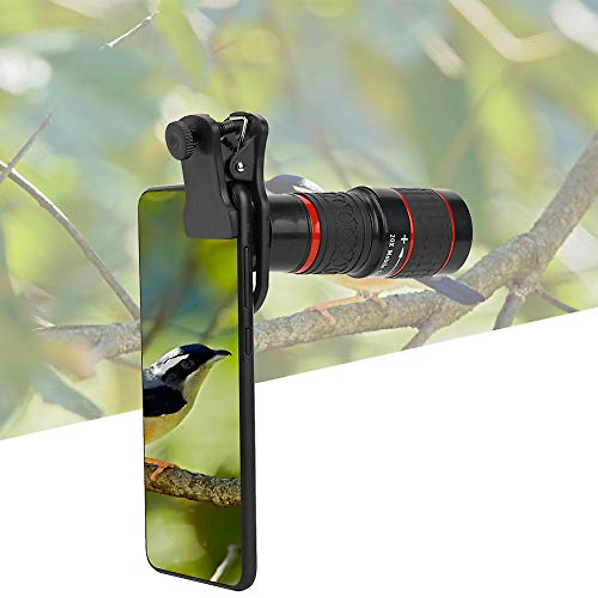 LIZEALUCKY Phone Camera Lens, 20X Long Focus Zoom Telephoto Lens with Phone Clip for Smart Phone Tablet PC Mobile Phone Lens Accessories