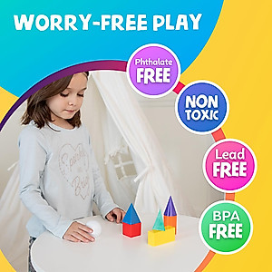 Skoolzy 7 Pcs 3D Shapes for Teaching and Math Manipulatives - Geometric Shapes and Geometric Solids, Math Teacher Supplies, Shapes for Math Manipulatives Kindergarten, 3D Shapes for Geometry Games