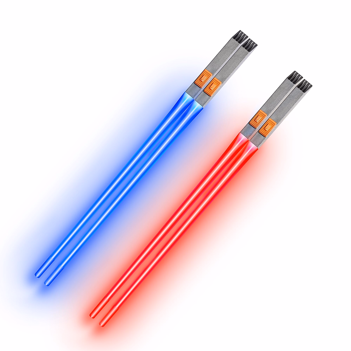 Lightsaber Chopsticks Light up - LED Glowing Light Saber Chopstick - Reusable Sushi Lightup Sabers Chop Sticks Set of 2 Pairs (Blue & Red)