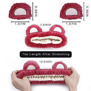 Hofar Face Wash Headband Hairband with Bear Ears and Hair Clips Coral Fleece Cartoon Cute Creative Hair Accessories