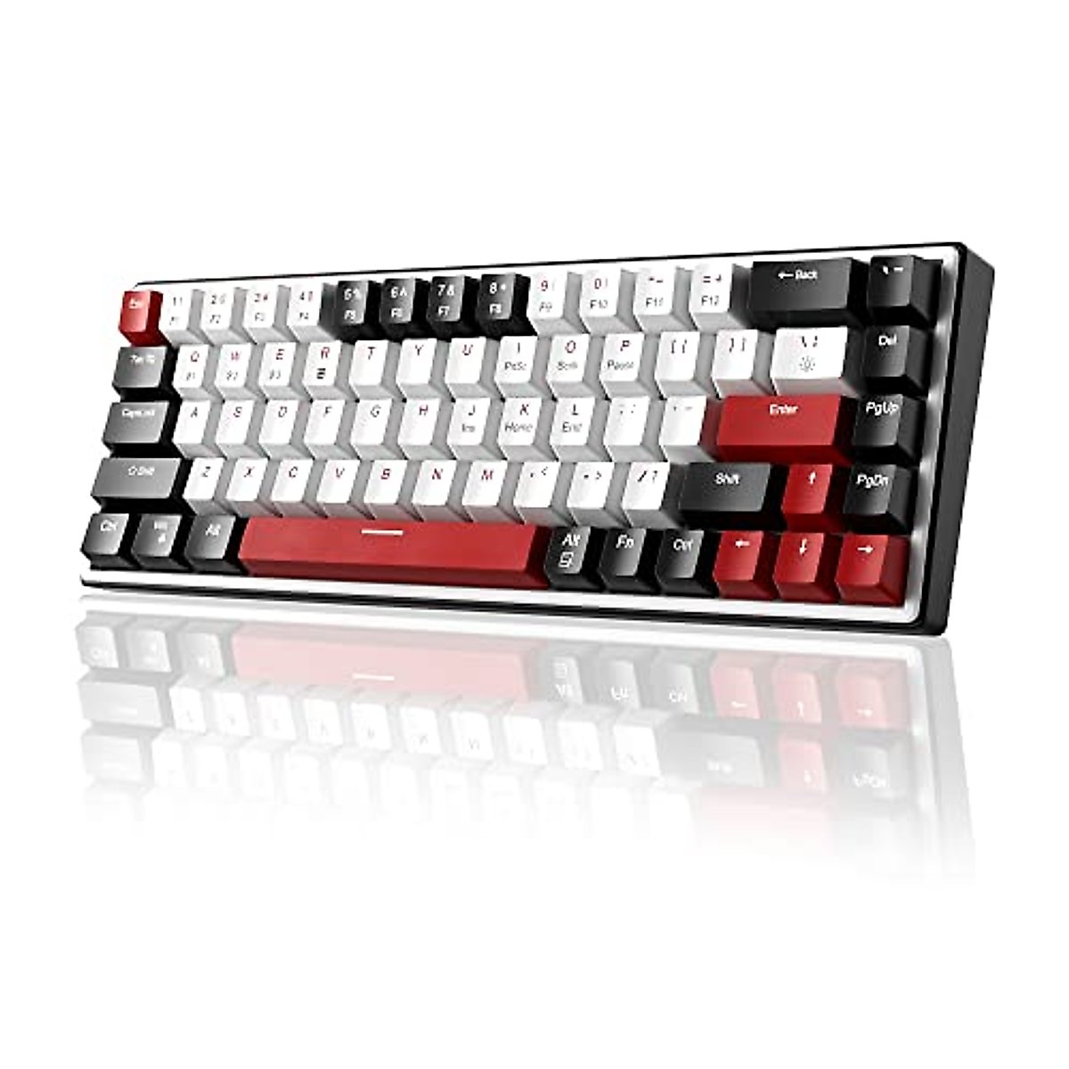 MageGee 60% Wireless Mechanical Gaming Keyboard, 68 Keys Hot-Swappable Compact RGB Backlit Gaming Keyboard, SKY68 Plus Wired/Wireless 3-Mode Office Keyboard for Laptop PC (Red Switch, Black & White)