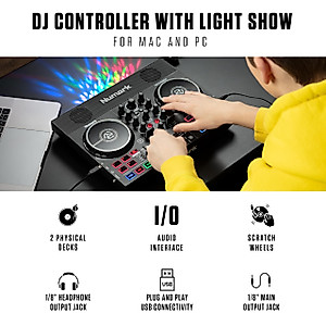 Numark Party Mix Live - DJ Controller with Built in Speakers, Party Lights and DJ Mixer, Complete Dj Set with Mixer and Audio Interface + Serato DJ Lite