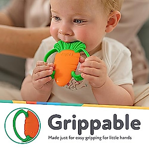 Nuby Veggie Teether for Teething Relief - Soft Baby Teething Toy - 3+ Months - Carrot
