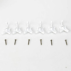 uxcell 6pcs Wall Mounted Robe Hook Zinc Alloy Butterfly Shaped DIY Hooks Coat Towel Wall Clasp Bathroom Hanger with Screws White