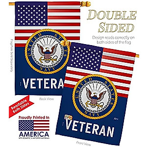 US Navy Veteran House Flag - Armed Forces USN Seabee United State American Military Retire Official - Decoration Banner Small Garden Yard Gift Double-Sided Made in USA 28 X 40