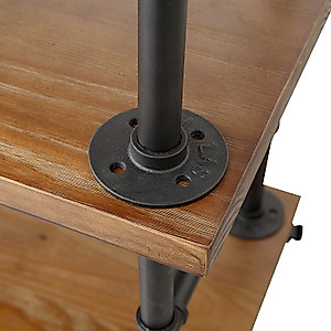 DOFURNILIM Industrial Bar Carts/Serving Carts/Kitchen Carts/Wine Rack Carts on Wheels with Storage - Industrial Rolling Carts - Wine Tea Liquor Shelves/Holder - Solid Wood and Metal Home Furniture