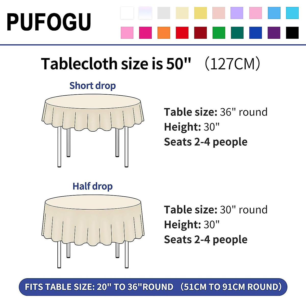 Pufogu 50" Round Pink Sequin Tablecloth Glitter Pink Table Cloths for Birthday Wedding Bridal Baby Shower Party Decorations