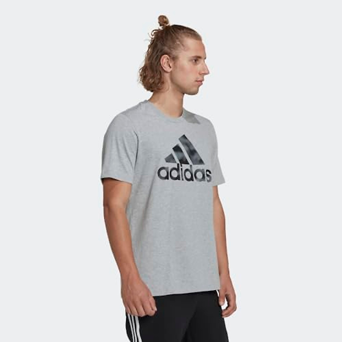 adidas Men's Essentials Camouflage Printed Tee, Medium Grey Heather, Large