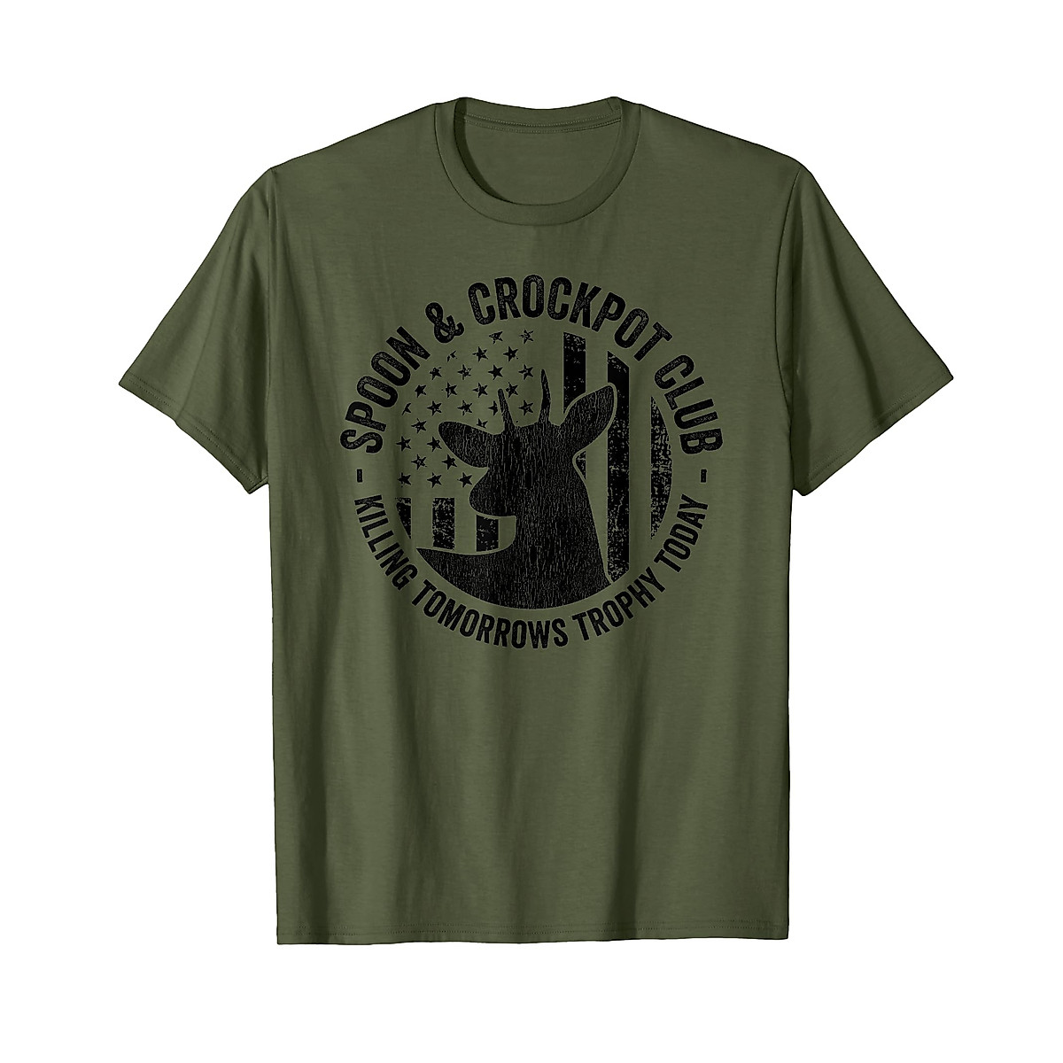 Spoon And Crockpot Club Funny Deer Hunter Hunting Joke Camo T-Shirt