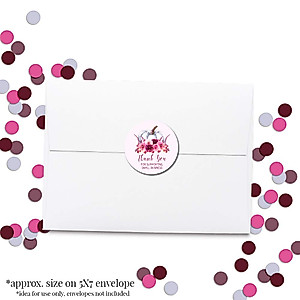 Beautiful Pink Floral Pumpkin Fall & Autumn Thank You Customer Appreciation Sticker Labels for Small Businesses, 60 1.5" Circle Stickers by AmandaCreation, for Envelopes, Postcards, Direct Mail, More!