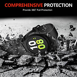 Misxi 2-Pack Hard PC Case with Screen Protector for Samsung Galaxy Watch 5 Galaxy Watch 4 44mm, Ultra-Thin Scratch Resistant Cover with Tempered Glass, Black