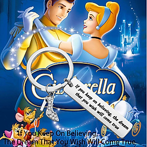 FOTAP If You Keep On Believing The Dream That You Wish Will Come True Keychain Cinderella Princess Glass Slipper Gift (Glass Slipper key)