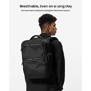 tomtoc Laptop Backpack X-Pac Techpack Designed for Business Professional Commuter, City Compact Backpack for 16-inch MacBook Pro, Black