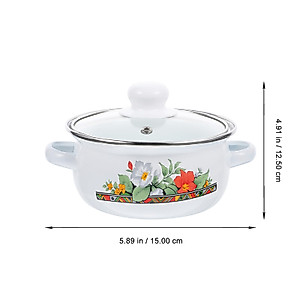 Kichvoe 3pcs Enamel Stockpot with Lid Retro Stew Bean Cooking Pots Enamelware Pasta Pot Vintage Soup Pot with Dual Handle for Induction Cookers Gas Stove 1