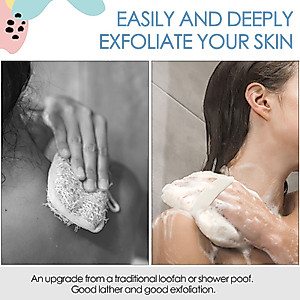 Evridwear Exfoliating Bath Sponge, Daily Skincare Body Scrubbers Loofah Shower Pads with Strap for Body Cleansing, Dead Skin Cell Remover, 3 Count Value Pack(Macaroon)