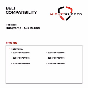 MightyRugged 592951801 Husqvarna Deck Belt Replacement - Belt Length 152" - Premium, Heavy-Duty, Aramid Cord for Husqvarna Zero-Turn 54" Deck Mowers - Husqvarna Z254F Deck Belt