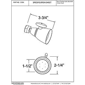 Westbrass R306-26 Chatham Style 2-1/4" Brass 6-Jet Adjustable Shower Head, Polished Chrome