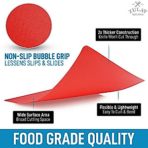 Zulay Extra Thick Flexible Cutting Board Mats for Kitchen - 100% Non Slip Textured Bottom Grip Prevents Slipping on Most Countertops - Color Coordinated Plastic Cutting Boards Set of 3 (Rectangular)