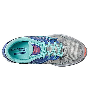 Saucony Cohesion 14 Lace to Toe Running Shoe, Silver/Periwinkle/Turq, 2 US Unisex Big Kid