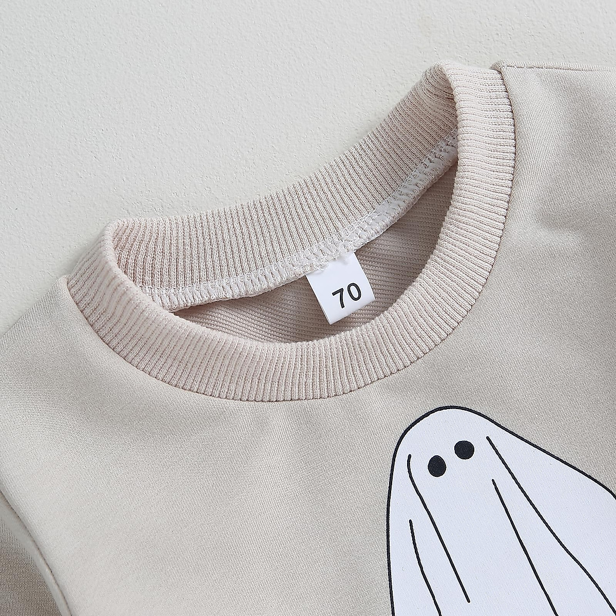 Lucikamy Toddler Baby Boy Halloween Outfit Long Sleeve Ghost/Pumpkin Sweatshirt Tops Elastic Pants 2PCS Fall Winter Clothes (Light Grey, 18-24 Months)