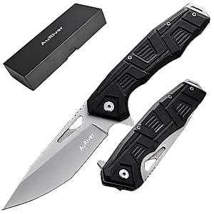 AuRiver EDC Pocket Knife, EXTREMELY SHARP Folding Knives with 3.7inch Blade, Aluminiumalloy Handle,Pocket Clip for Camping Hunting and Outdoor (Black)