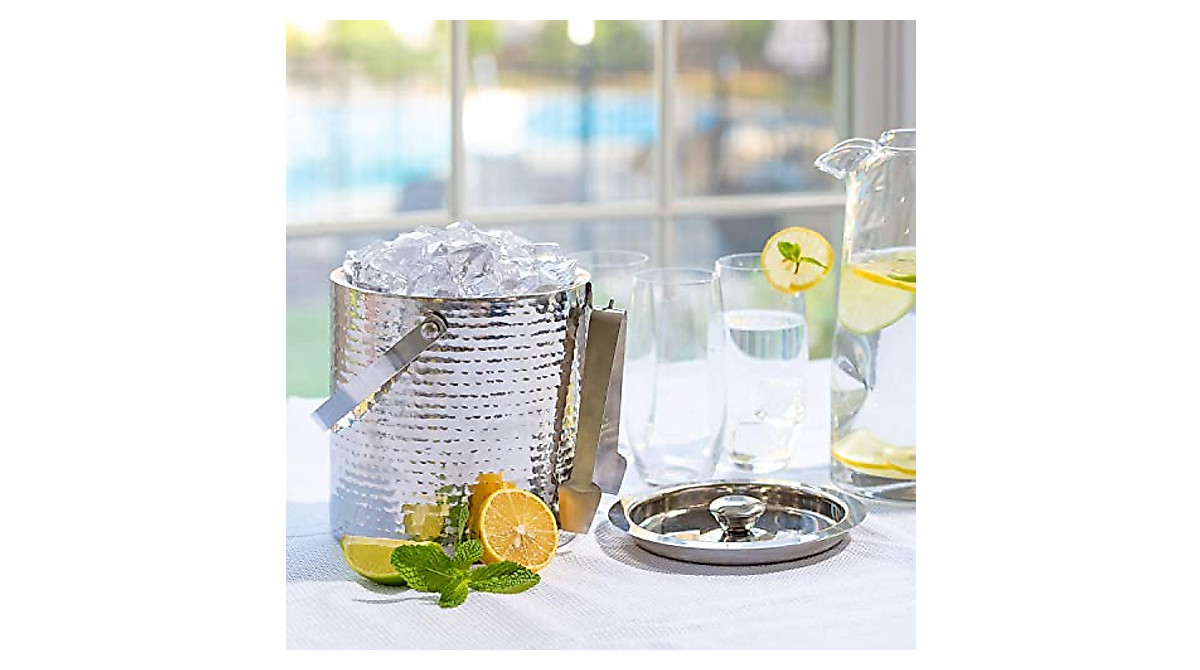 Colleta Home Hammered Ice Bucket - Stylish & Insulated
