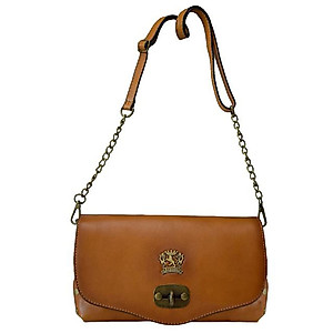 Pratesi Leather, Leather Bag for Woman Castel Del Piano Clutche in cow leather - Bruce Mustard