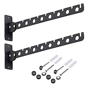 Sumnacon 12 Inch Stainless Steel Clothes Hanger Racks - 2Pcs Wall Mounted Folding Garment Hooks with Screws, Space Saver Clothing and Closet Storage Organizer for Laundry Room Bedroom Bathroom, Black