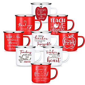 SEEWEY Teacher Thank You Christmas July Employee Appreciation Gift Bulk 12 oz Enamel Coffee Mug Inspirational Work Cups Birthday Teacher's Day Retirement Farewell Gifts for Women Coworker(9 Pcs)