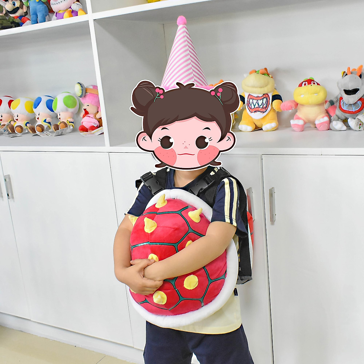 RGVV Red Koopa Troopa Backpack with Dorsal Spines Turtle Shell Red Soft Stuffed Cartoon Toys 11.5“